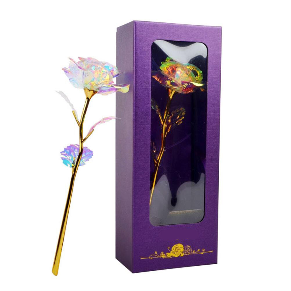 Подарочная коробка с фиолетовым окном и розой из золотой фольги, красивый подарок ко Дню матери, продуманный бонус