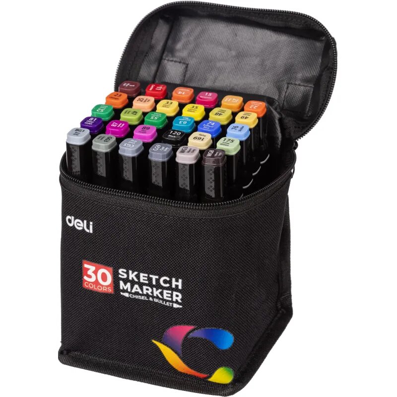 Набор маркеров для скетчинга Deli 30цв, двухстор. E70806-30 1465098