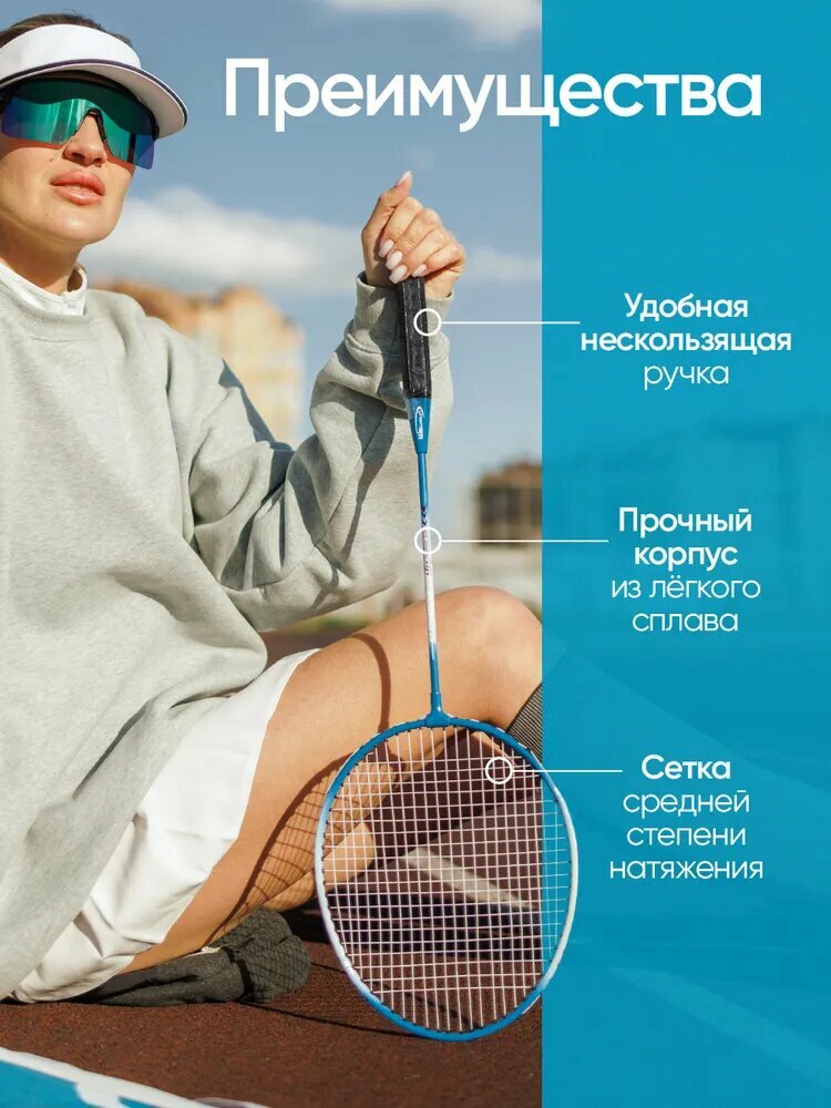 Набор для бадминтона "Бадминтон", с ракетками и воланчиками, в чехле