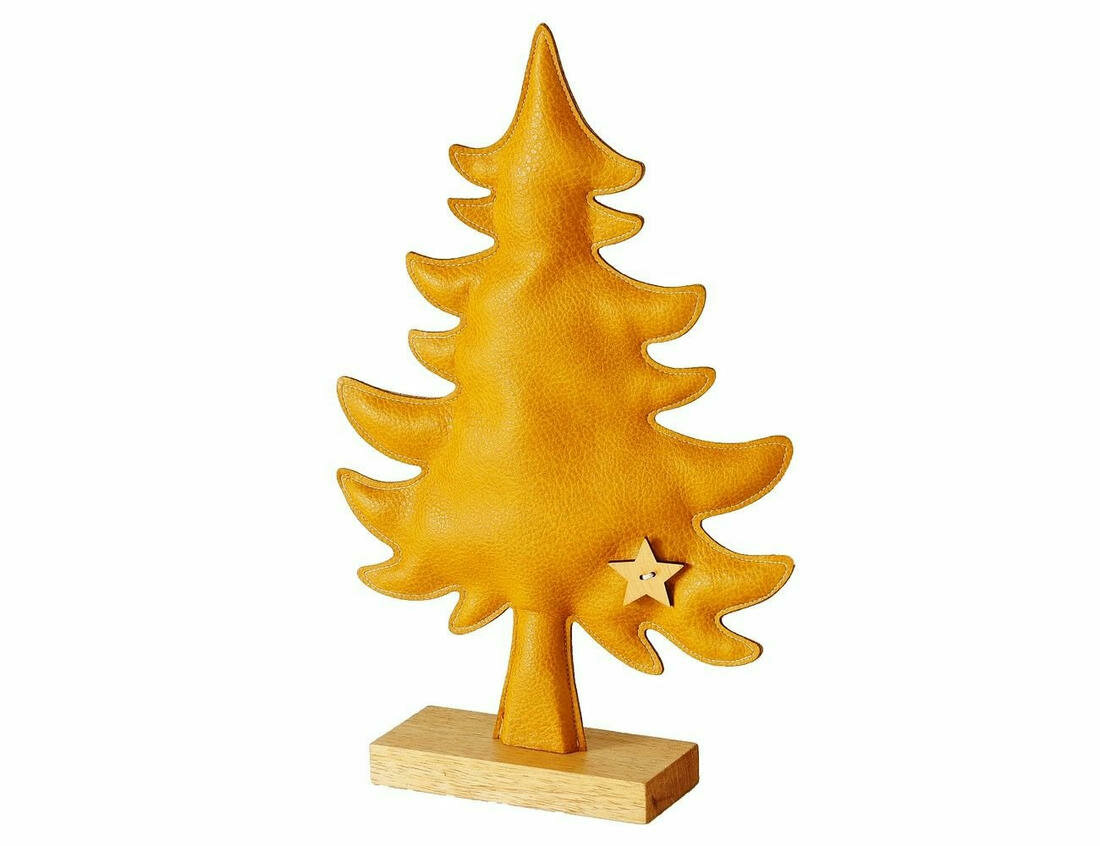 Декоративная настольная ёлка, искусственная кожа, жёлтая, 36 см, Boltze