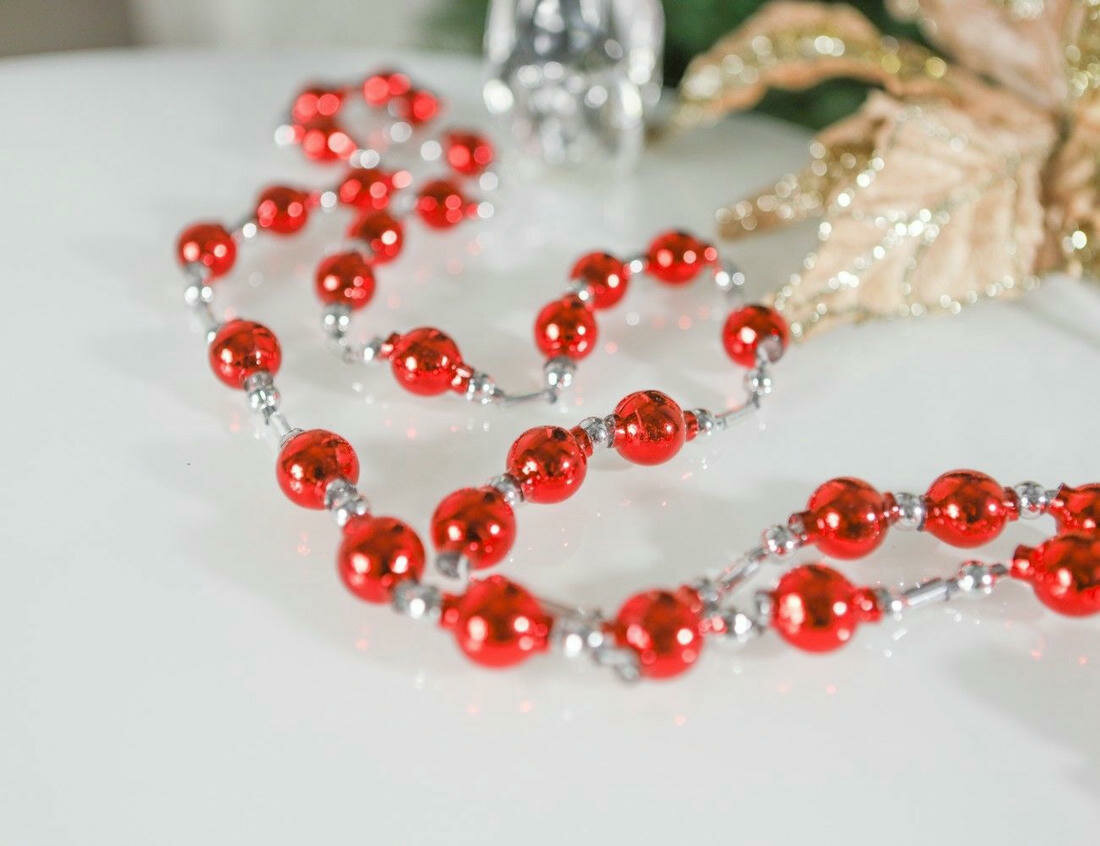 Елочные бусы красные, 1.3 м, Елочка