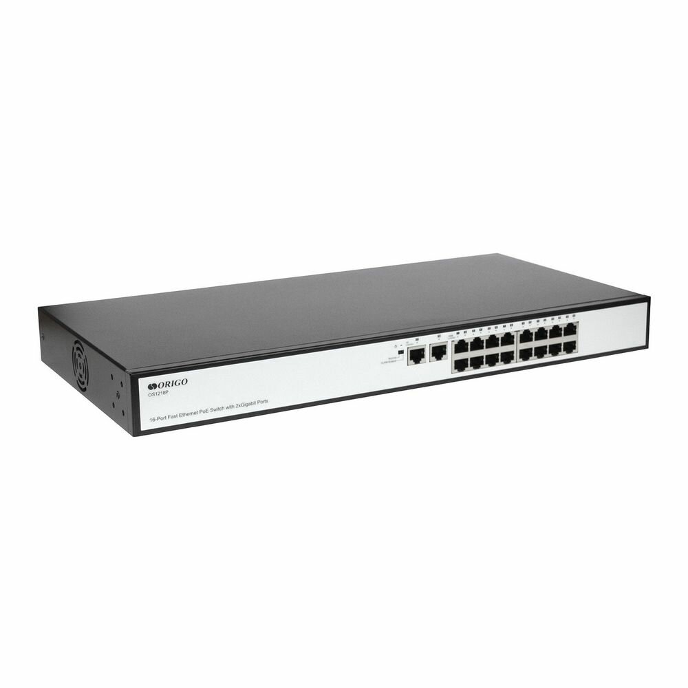 Неуправляемый PoE-коммутатор Origo OS1218P/190W/A1A , 16x100Base-TX, 2x1000Base-T, PoE до 250м