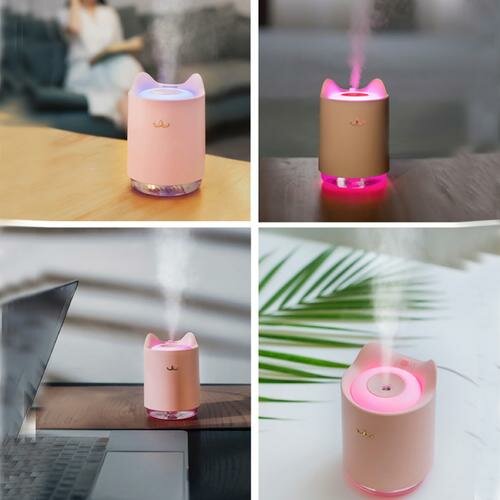 Ультразвуковой увлажнитель воздуха 320 мл Mini Cat USB ароматический диффузор с функцией увлажнения ламп в ночное время, для домашнего офиса автомобильный очиститель воздуха