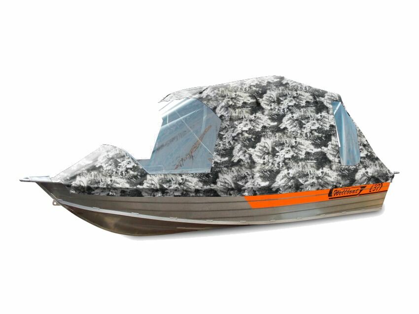 Wellboat-37. Вельбот-37. Тент ходовой с дугами с креплениями