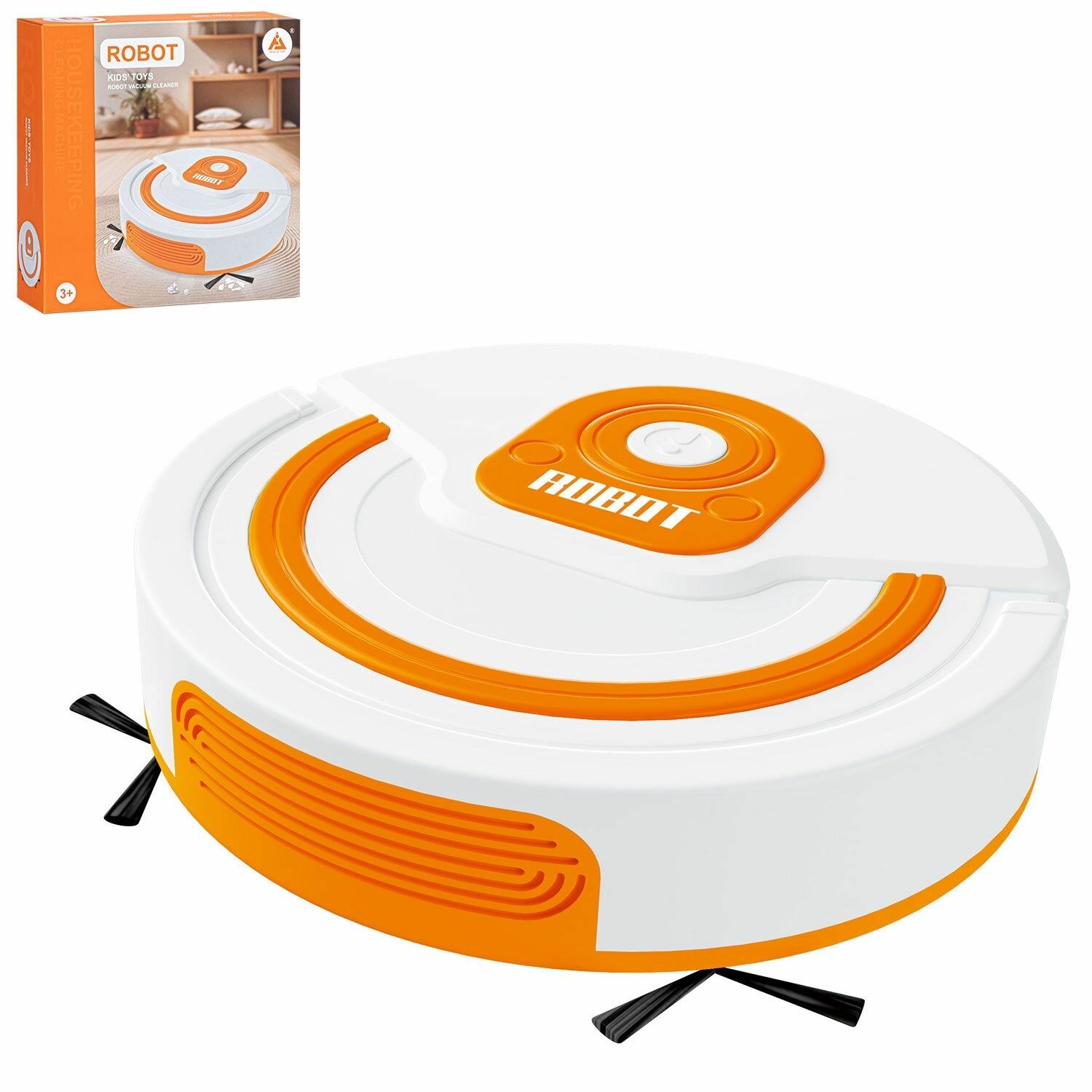 Мебель для куклы. Бытовая техника "Робот-пылесос", оранжевый, со звук. эффект, в/к