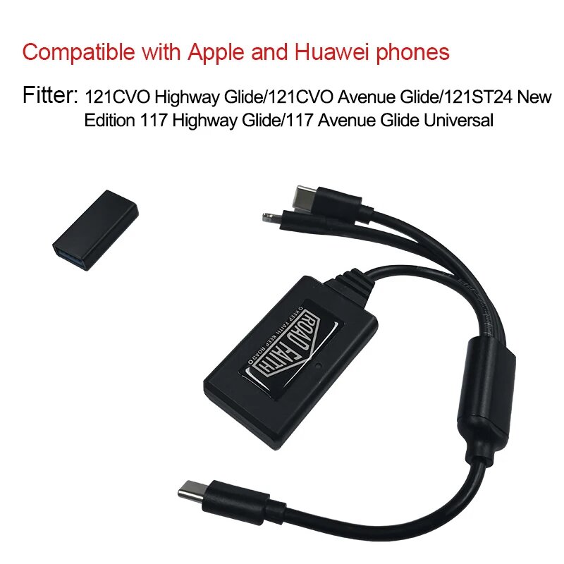 Беспроводной адаптер Carplay для мотоцикла Road Faith, совместимый с Harley Davidson 121 CVO 2023-up Touring Street Glide/Road Glide Черный, CVOcarplay