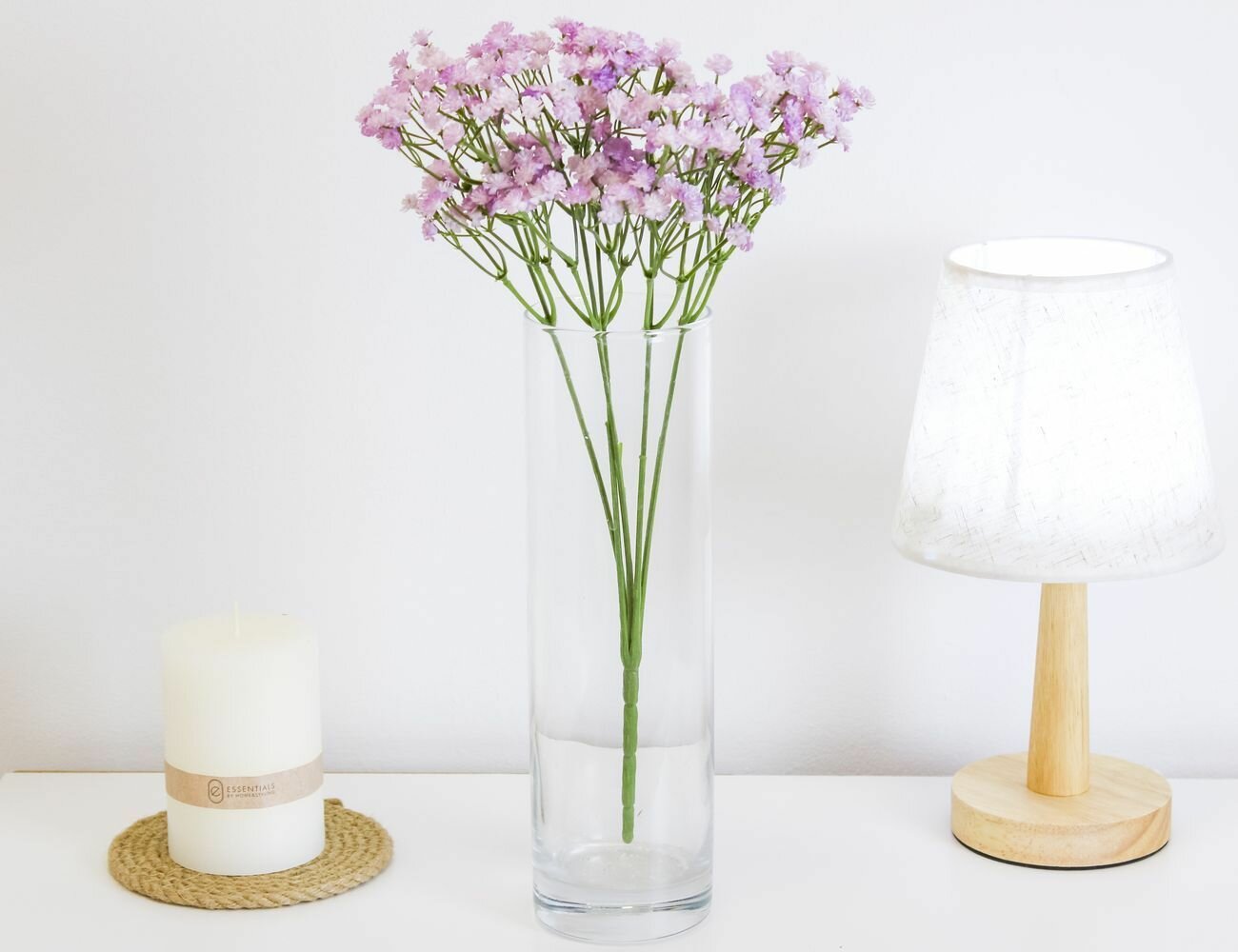 Декоративная ветка-букет сиреневая гипсофила, текстиль, пластик, 40 см, EDG 2100065A999-2