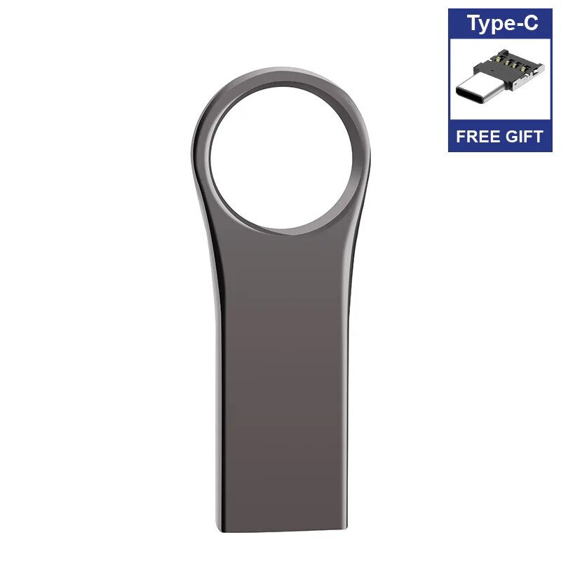 Metal USB flash drive 8GB/16GB/32GB/64GB/128GB 32 ГБ, Black-Type C
