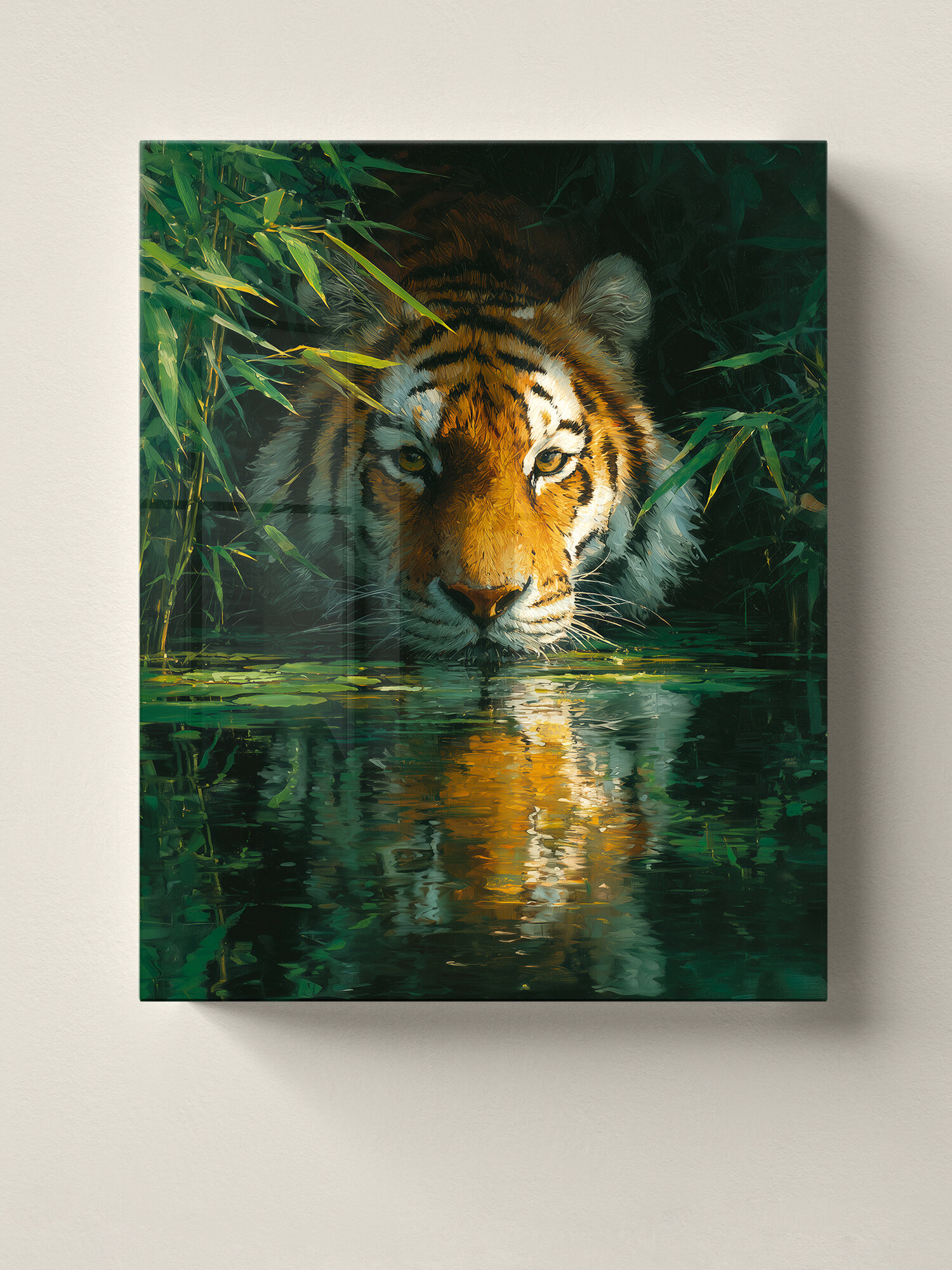 Картина Postermarket "Тигр в джунглях" на стекле, цифровая печать, 40x50 см