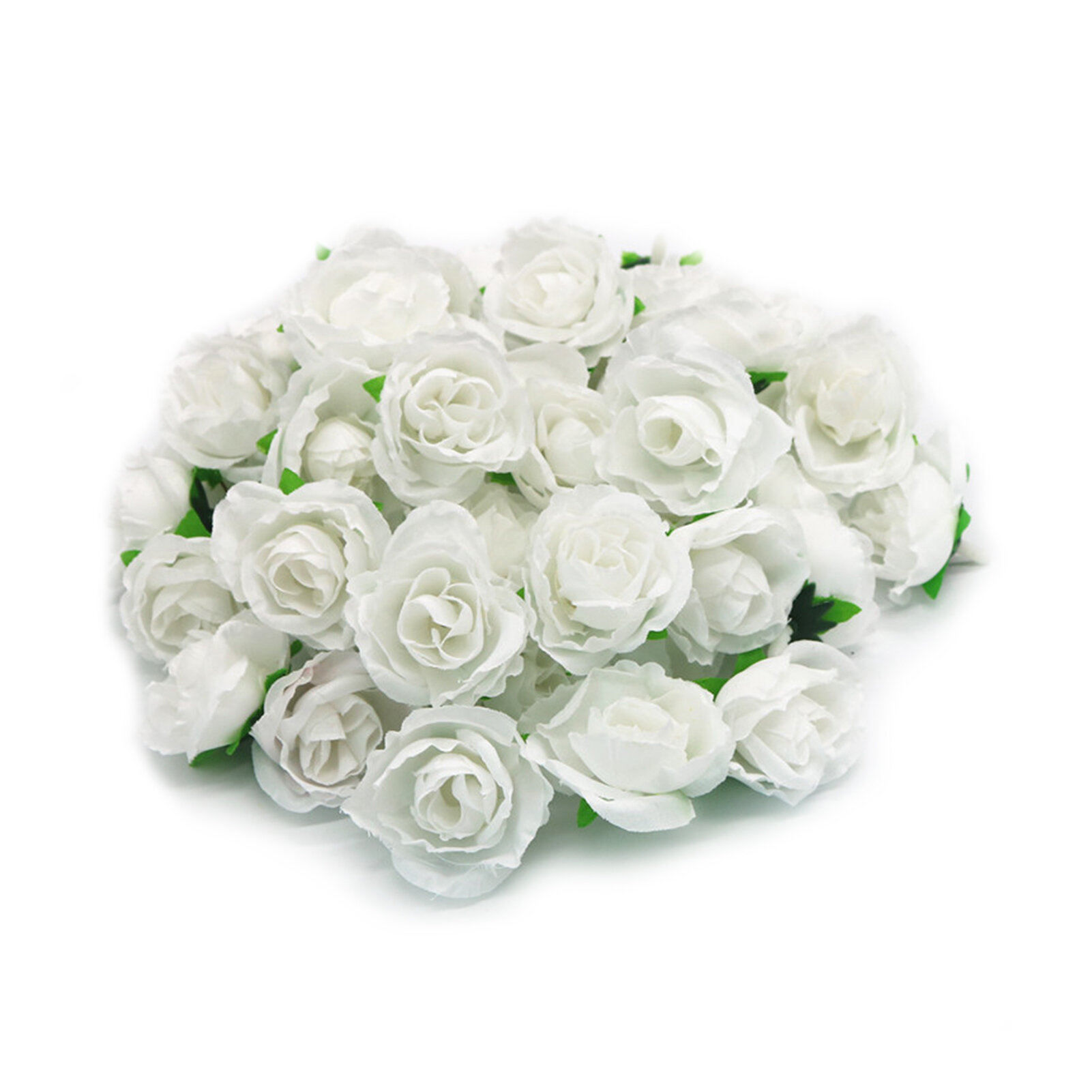50PCS Simulation Rose Head Decorative Reusable Silk Fake Flower for Wedding Party White