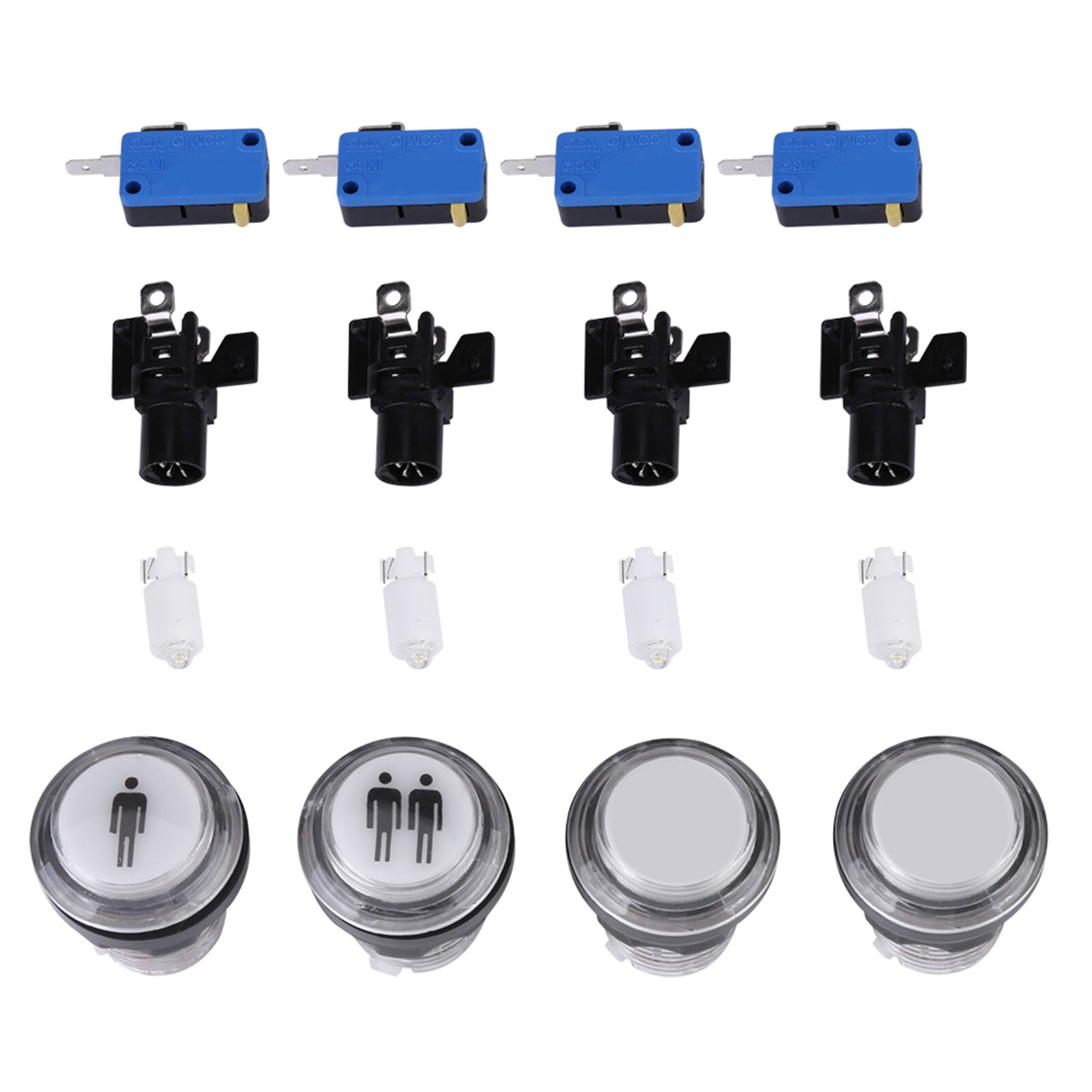 Led Push Button, Metal 4LED Plastic LED Coin Buttons, for Home Bedroom