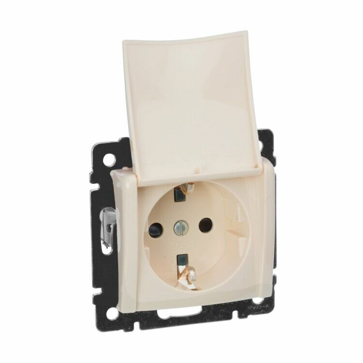 Розетка 2P+E с крышкой сл. кость VALENA