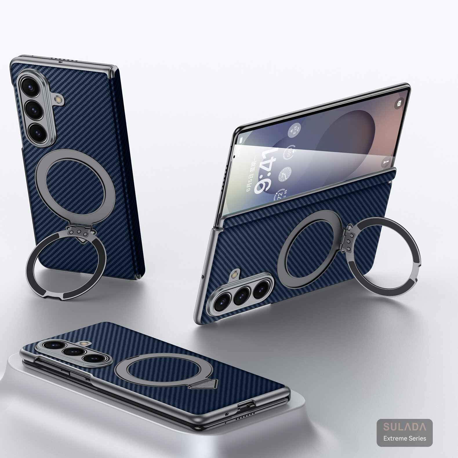 Чехол для Samsung Galaxy Z Fold 7 Кевларовая оболочка с магнитной точкой опоры на ощупь