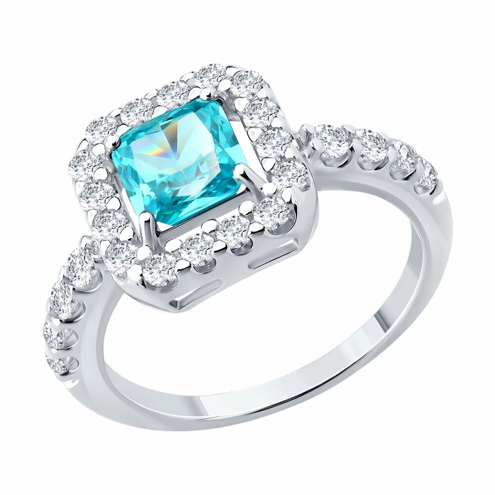 Кольцо, серебро, 925 проба, родирование, фианит