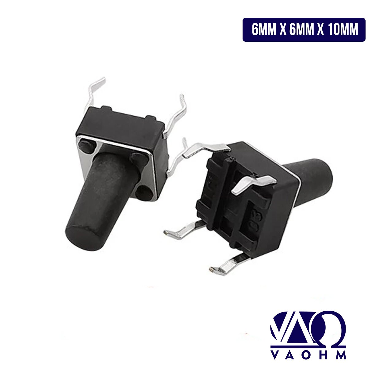 Тактические переключатели VAOHM 6mm x 6mm x 10mm, 10 шт.