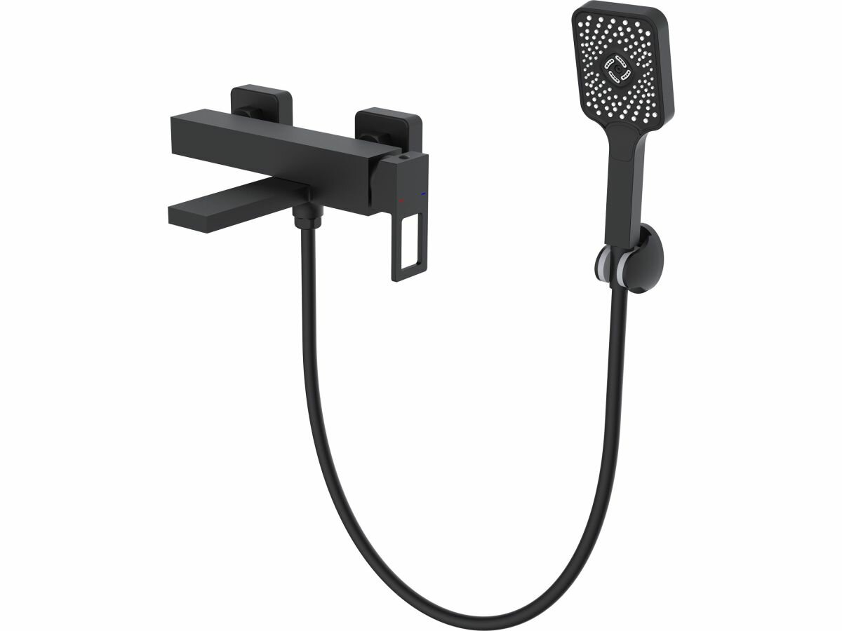 Смеситель для ванны ECONOCE серия 810 черный, короткий поворотный L-излив (EC0813BL)