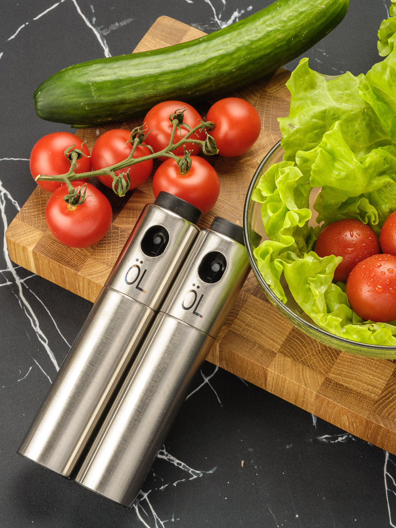 Дозаторы для масла и уксуса Mirus Group, набор 2 шт, серебристые