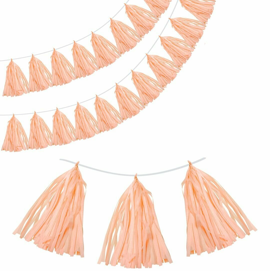 Гирлянда-дождик Волна веселья Тассел, Пудра, 35х12 см 12 листов
