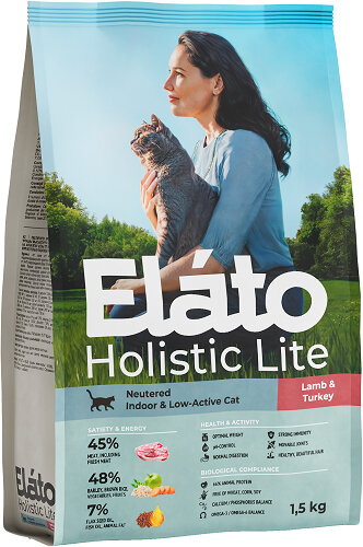 Elato_ Сухой корм ELATO Holistic Lite для кастрированных и стерилизованных кошек с ягненком и индейкой, 1,5кг 1.5 кг