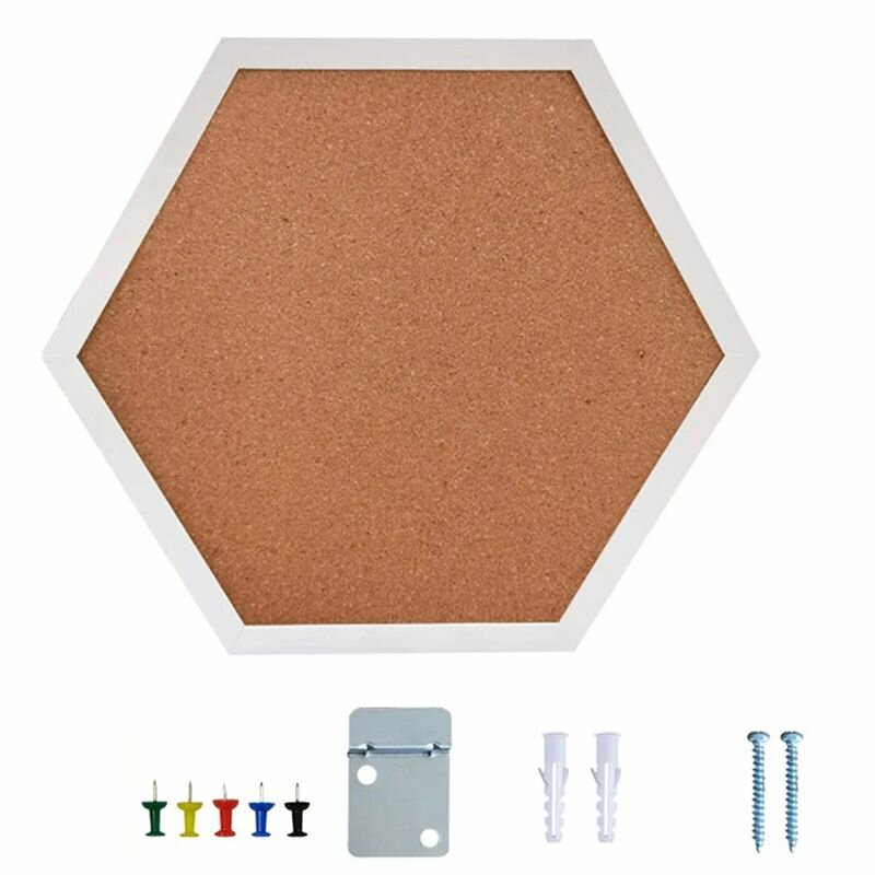 Доска пробковая для заметок и фото на стену с деревянной рамкой