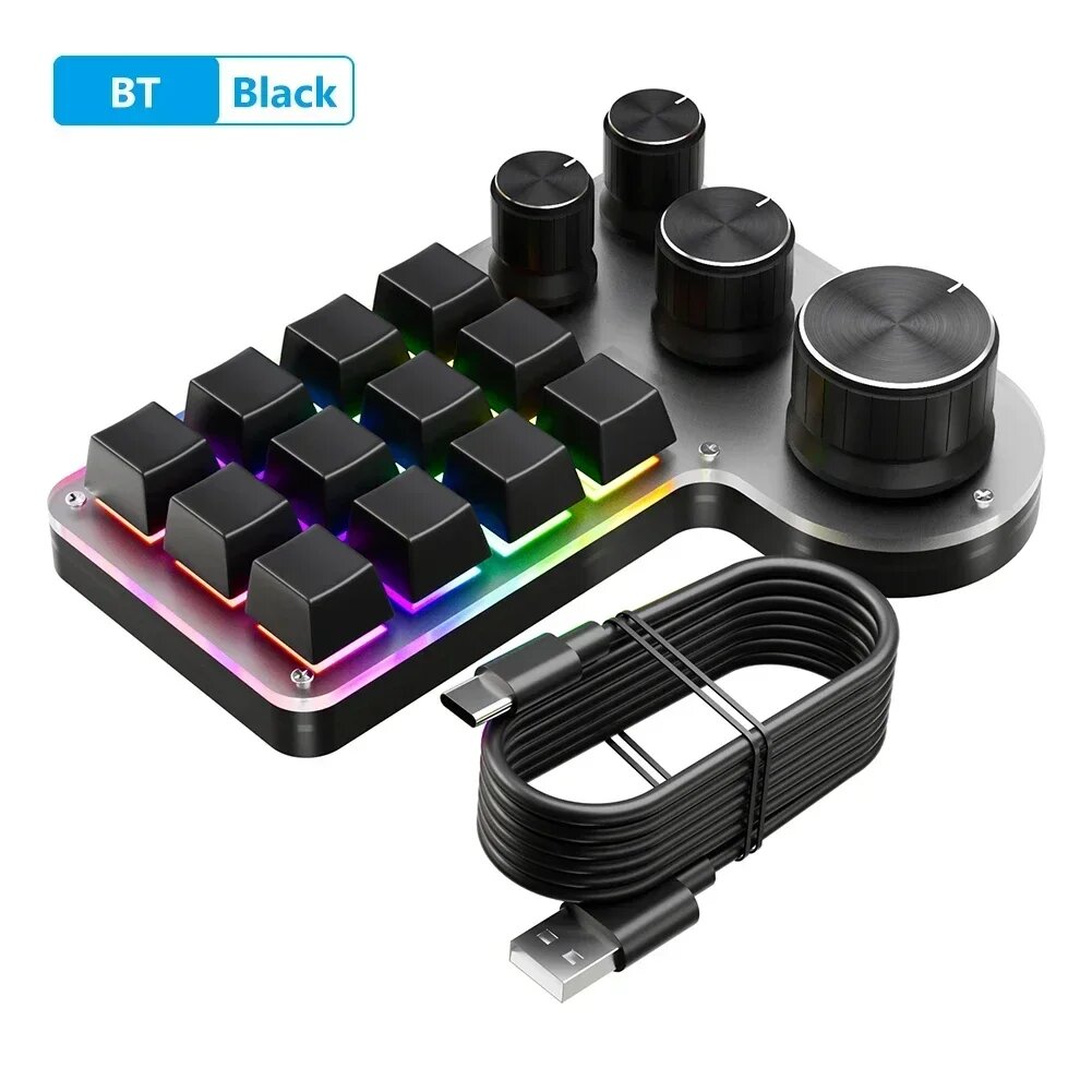 Программируемая макро-клавиатура RGB 12 клавиш механическая, Wireless Black