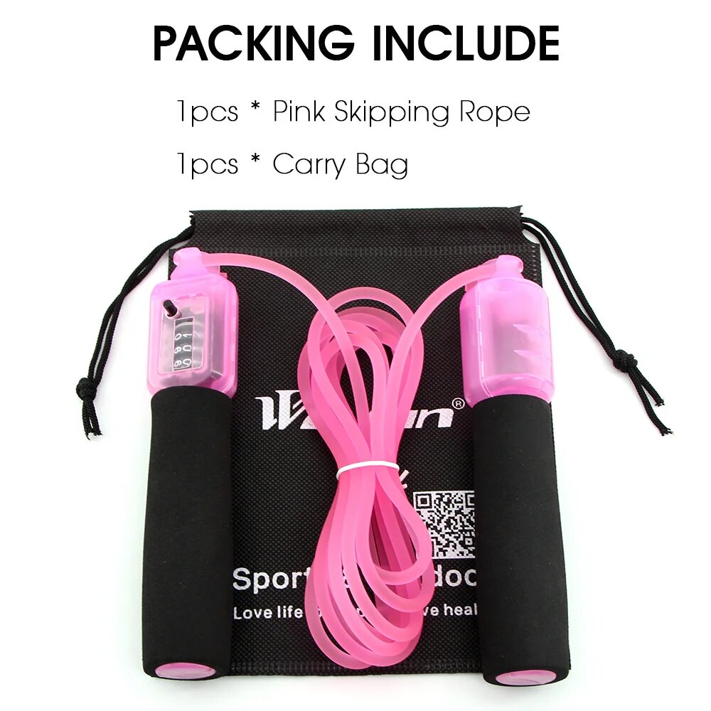 Скакалка WELKIN со счетчиком, регулируемая скоростная Скакалка для фитнеса, спортзала, оборудование для фитнеса, Розовый