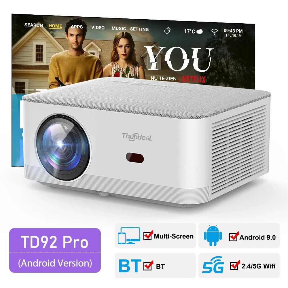 Мини-проектор ThundeaL TD92Pro Full HD 1080P, проектор 5G, Wi-Fi, Android 4K, видео TD92 Pro, портативный проектор, 3D-фильм, домашний кинотеатр, Android Version