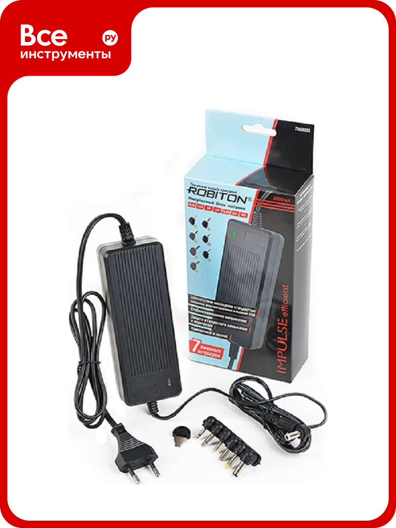 Импульсный адаптер/блок питания ROBITON TN5000S 5000мА BL1 16037, 35 мм
