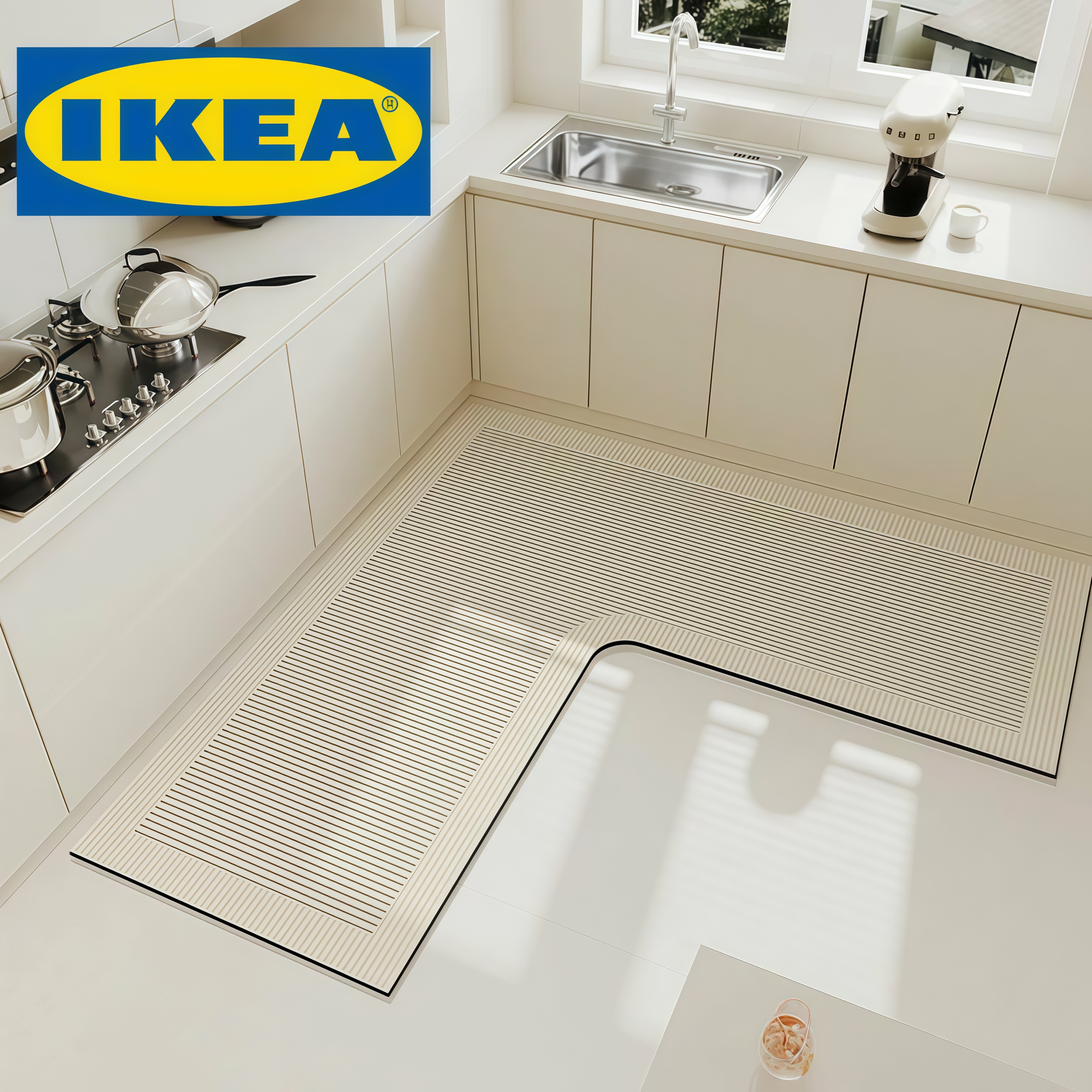 Ковер, прямоугольный, 1,2x1,2 м, бежевый/крем/бирюза 。。。。。。。。