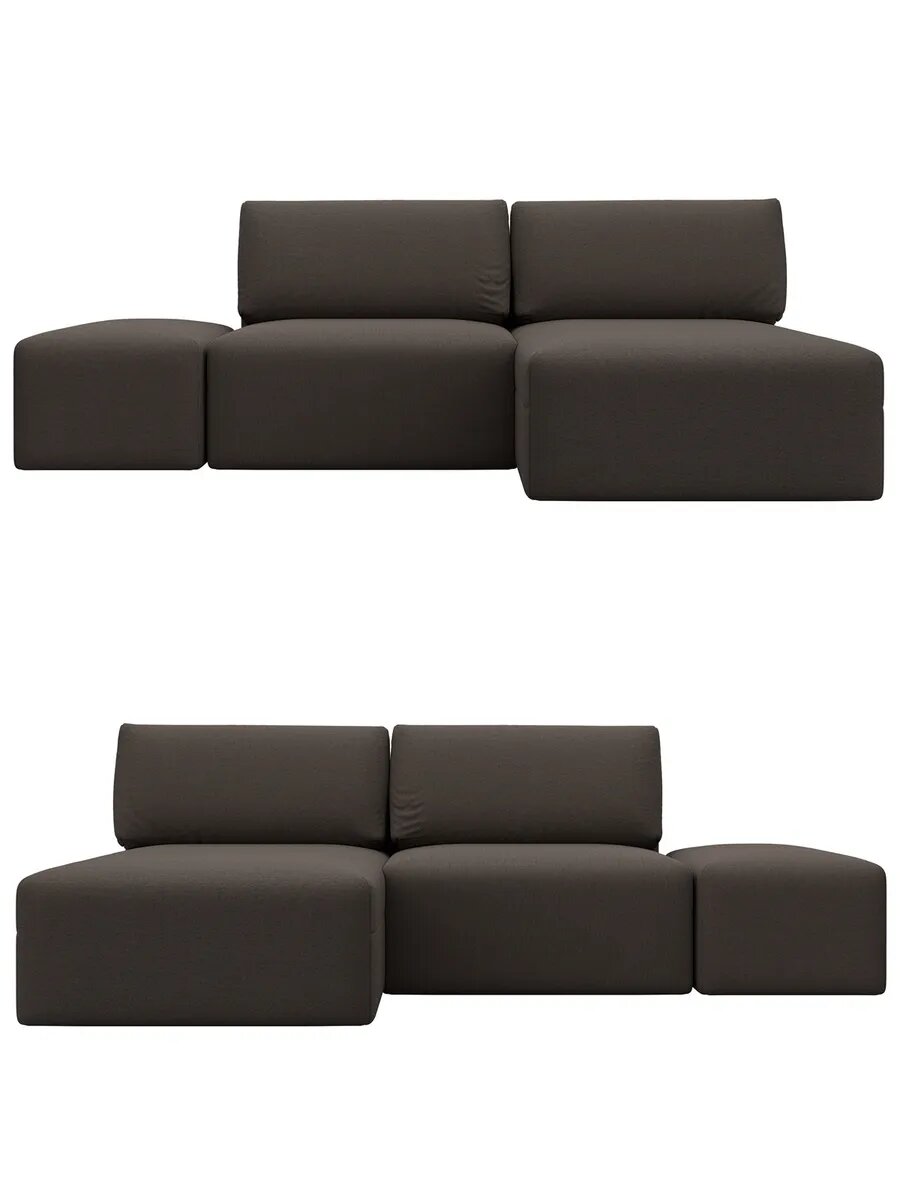 Диван модульный Лего с универсальным углом и пуфом, рогожка