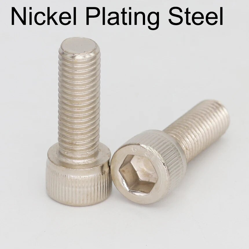 Болт М7 с шестигранной головкой из черной стали 12-60 мм Nickel Plating, 6Pcs M7x1x20mm