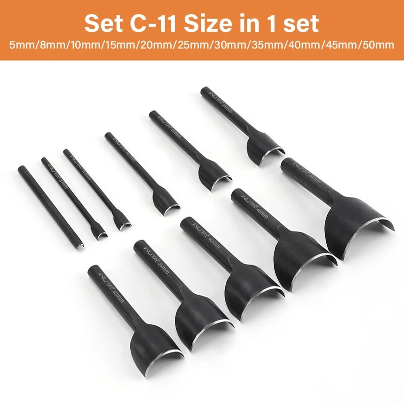 Полукруглый пуансон для кожи WUTA, Set C-11 pcs, Серый