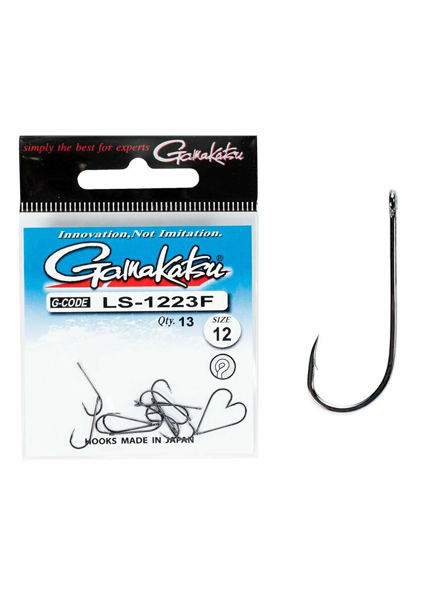 Крючки Gamakatsu LS-1223F NEW LABEL EYED HOOKS BLACK размер 12 (упк.13шт.)