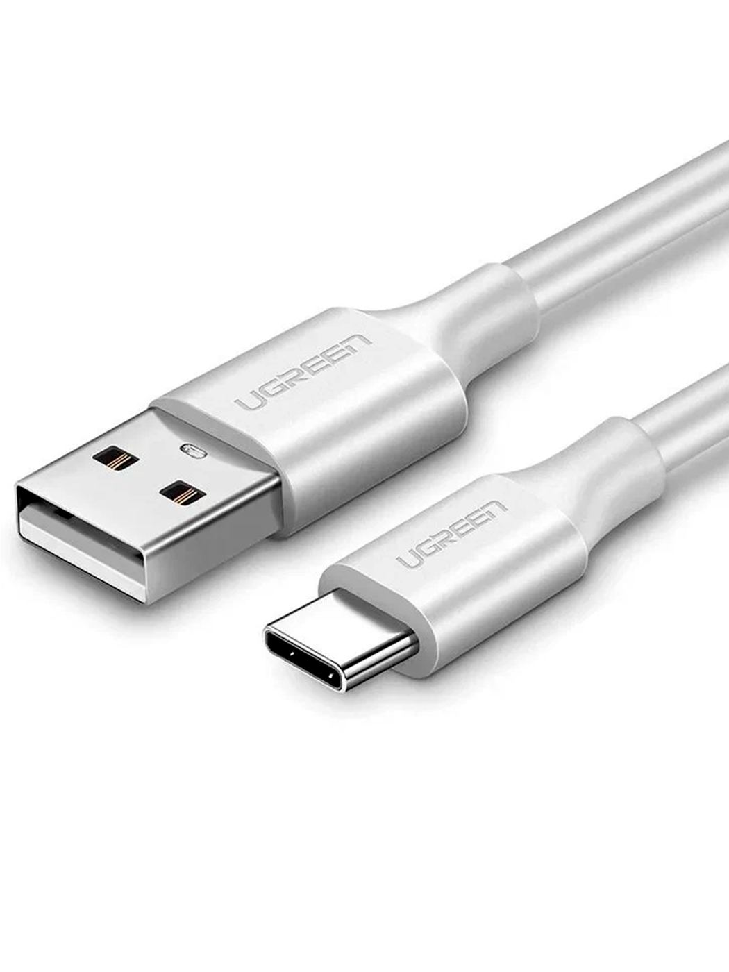 Кабель для зарядки и передачи данных USB A Male - USB C Male Ugreen, 3A, 0.5м, резиновое покрытие, белый (60120)