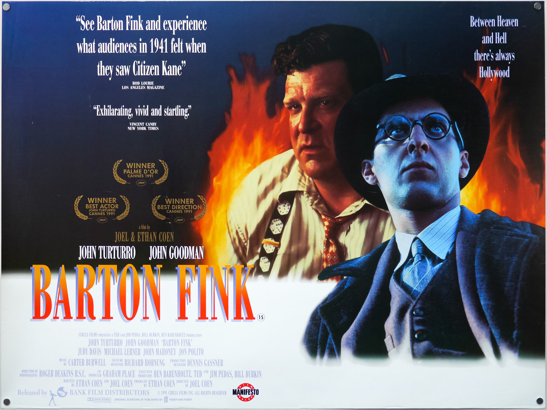 Плакат, постер Бартон Финк (Barton Fink) 1991 на бумаге, размер 21х30см
