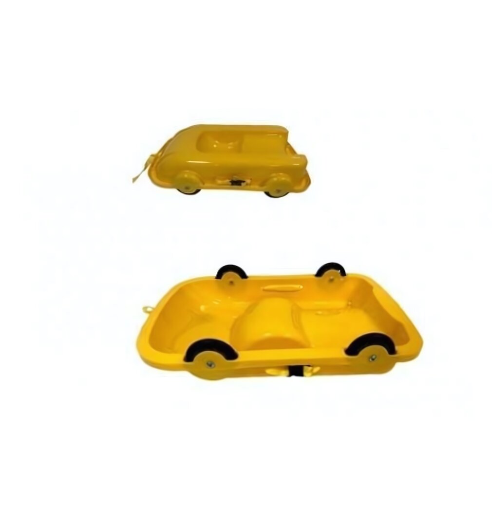 Повозка‑сани 2‑в‑1, ярко‑желтый, пластик, 4 колёса, складывающаяся форма, удобна для игр на снегу и льду, экономит место