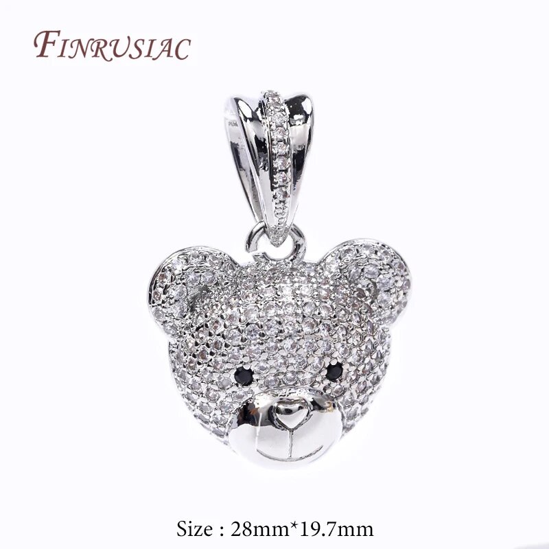 Позолоченные медвежьи подвески FINRUSIAC Серебряный, Rhodium Plated