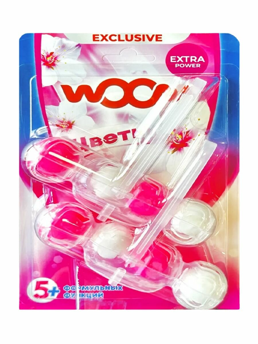 Туалетные блоки для очищения унитаза WOOM "5 в 1" Цветы, 2 блока