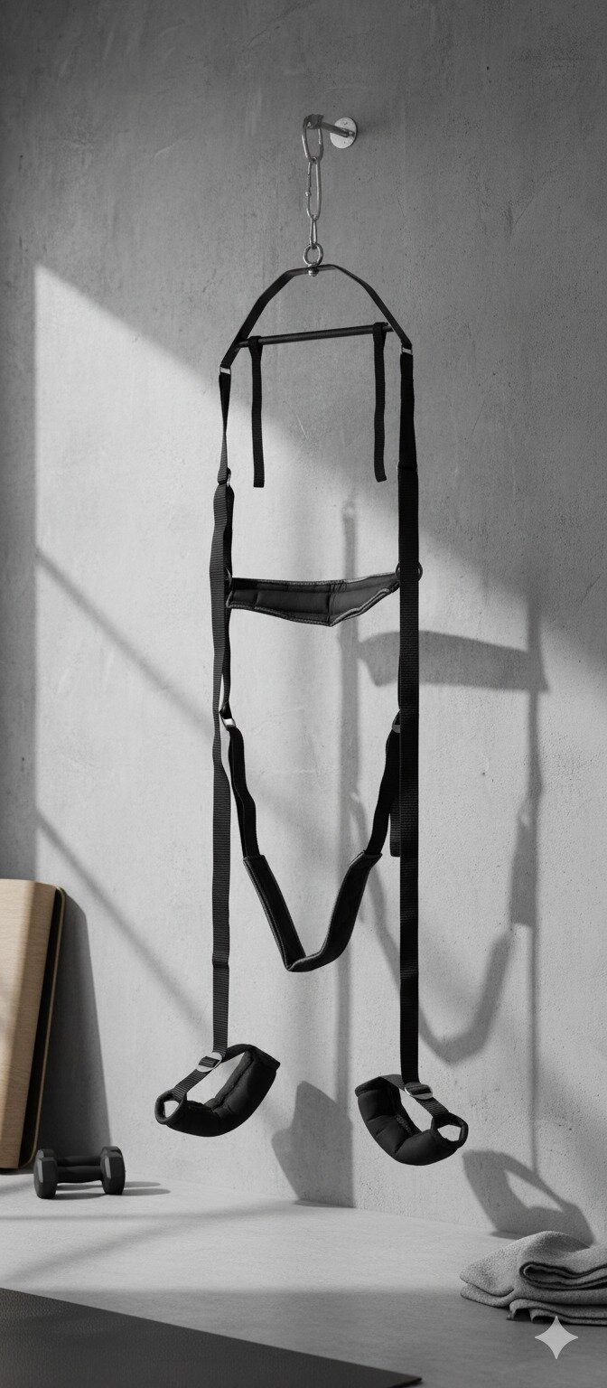 Качели Bad Kitty ORION, крепление к потолку, нагрузка 100кг, ширина ремней 38см, черные