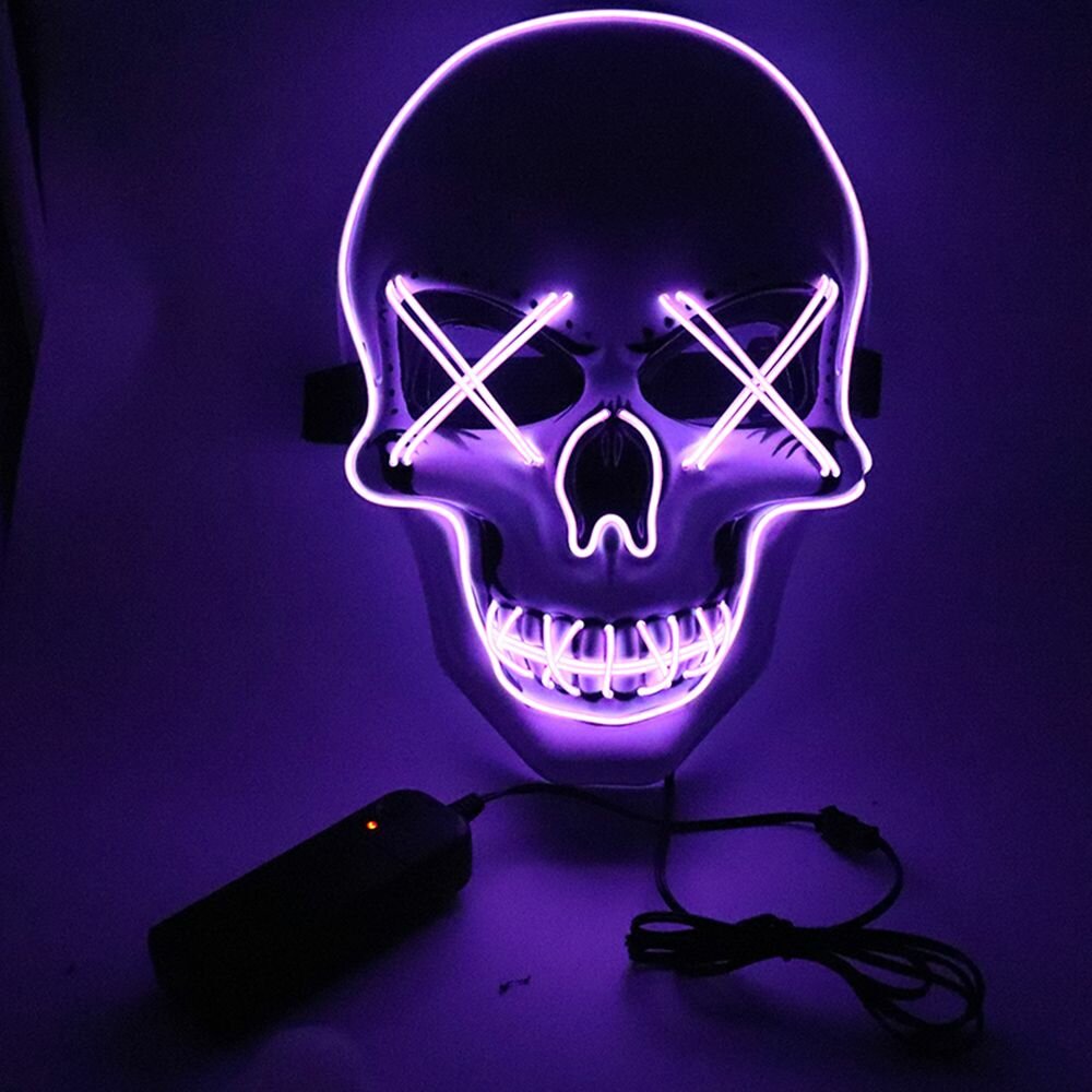 Маска для Хэллоуина, светодиодная страшная вспышка, маска EL Line Light