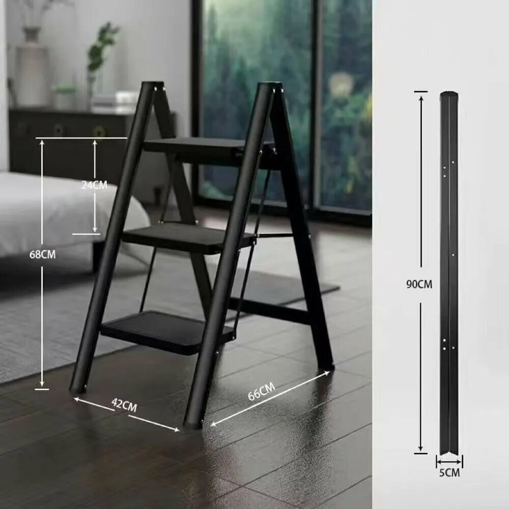 Лестница стремянка 3 ступени складная colombo Leonardo 3, сделано в Италии, из алюминия, выдерживает нагрузку 150 кг, широкие ступени 32 х 26 см, гарантия 5 лет, черное