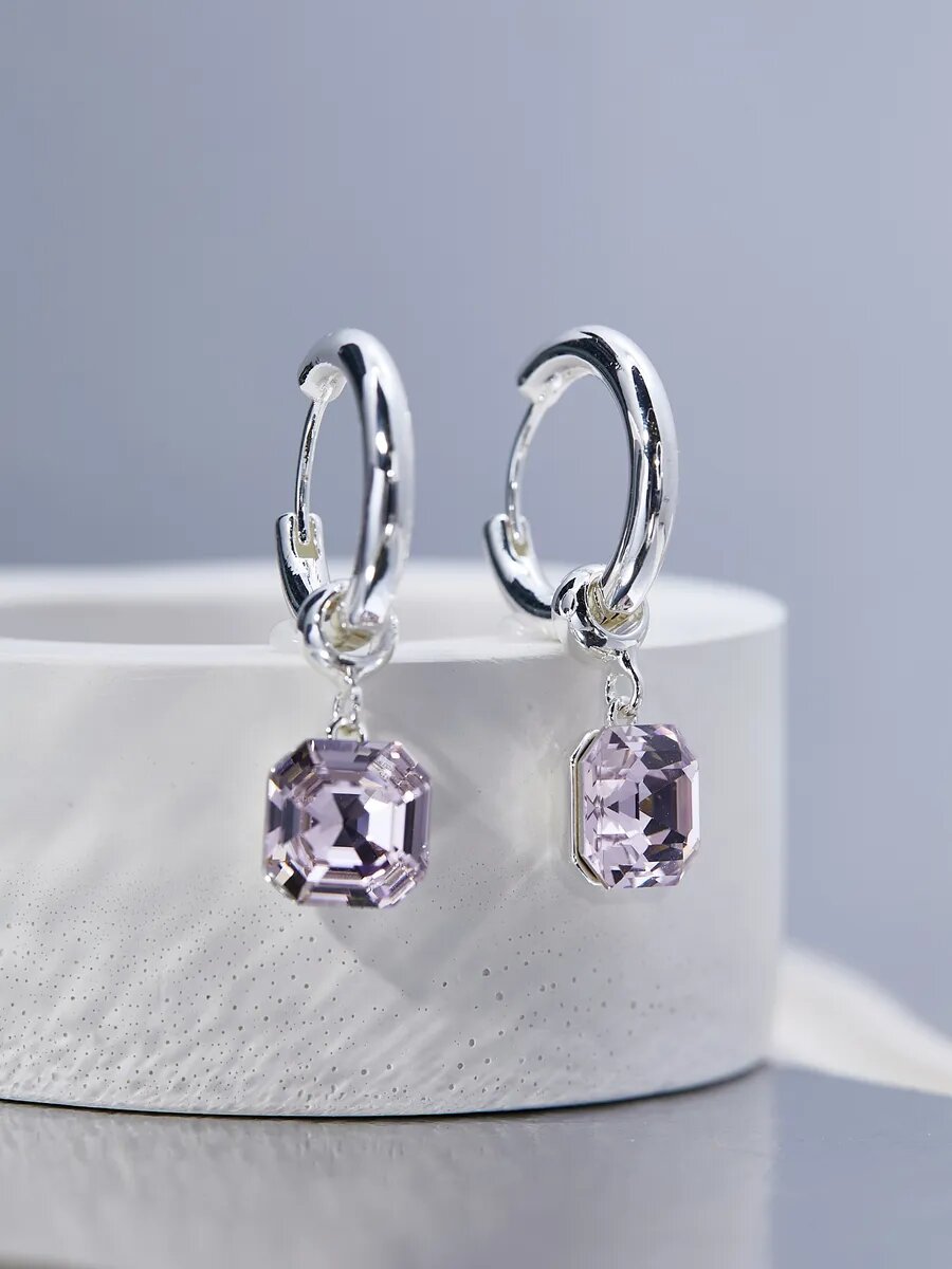 Серьги конго, фианит, циркон, кристалл