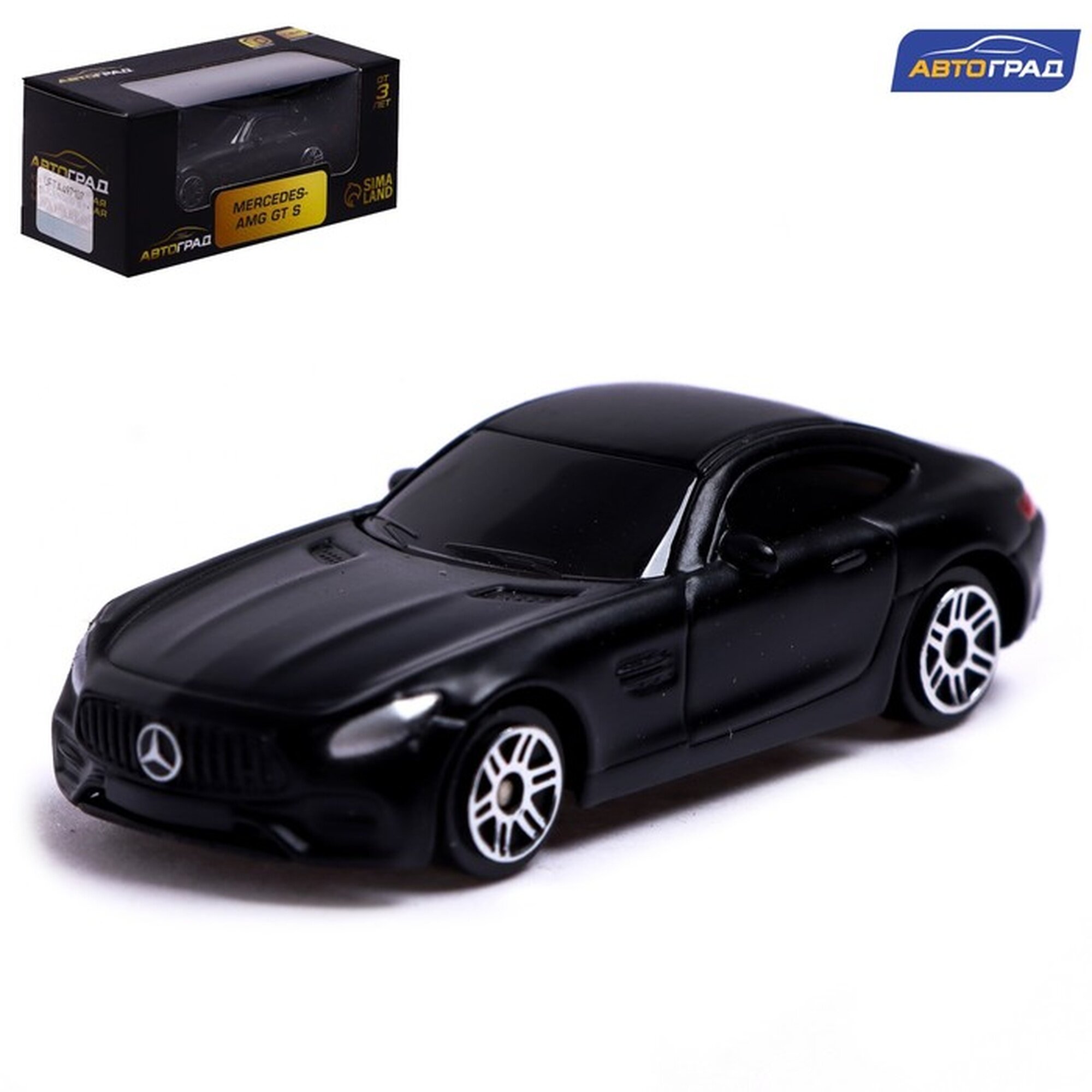 Машина металлическая MERCEDES-AMG GT S, 1:64, цвет черный матовый 7153007