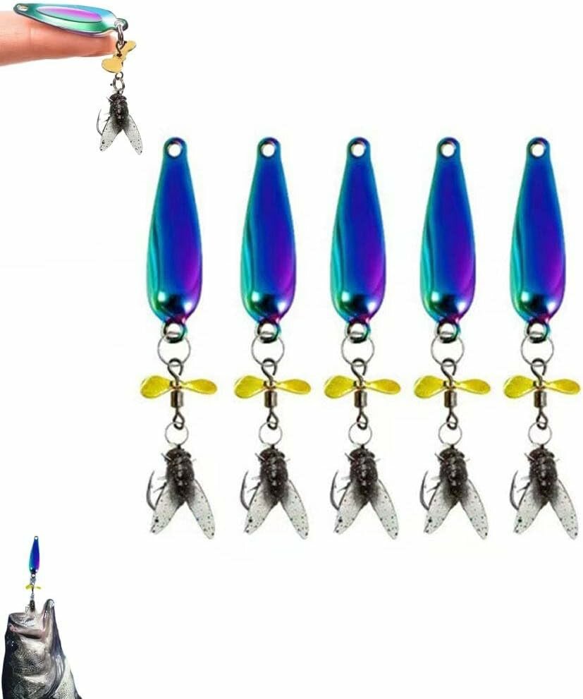 Металлическая пропеллер муха ложно приманка, мух вращающуюся пропеллером металлическая мягкая приманка, металлическая мягкая 3D -глаз с металлической скинкой с бесплатной поворотом