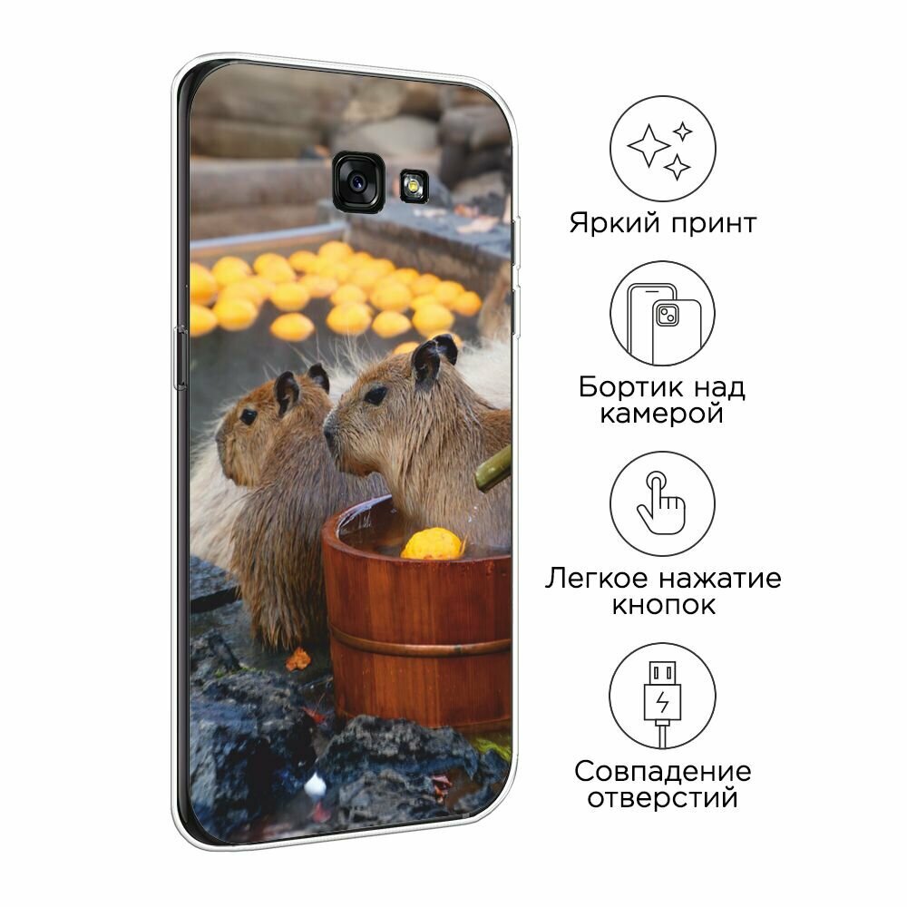 Чехол на Samsung Galaxy A7 2017 / Самсунг Галакси А7 2017 с принтом "Капибары отмокают" — фото 1