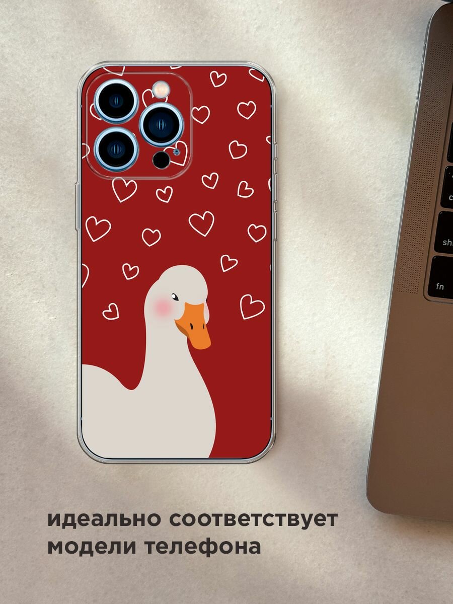 Чехол на Apple iPhone 13 Pro / Айфон 13 Про с принтом "Влюблённый гусь 1 - 14 февраля" — фото 1