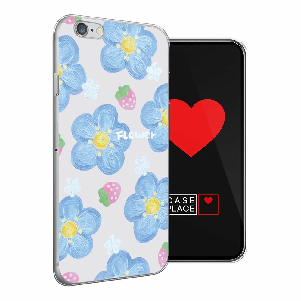 Чехол на Apple iPhone 6 / Айфон 6 с принтом "Незабудки рисунок" — фото 1