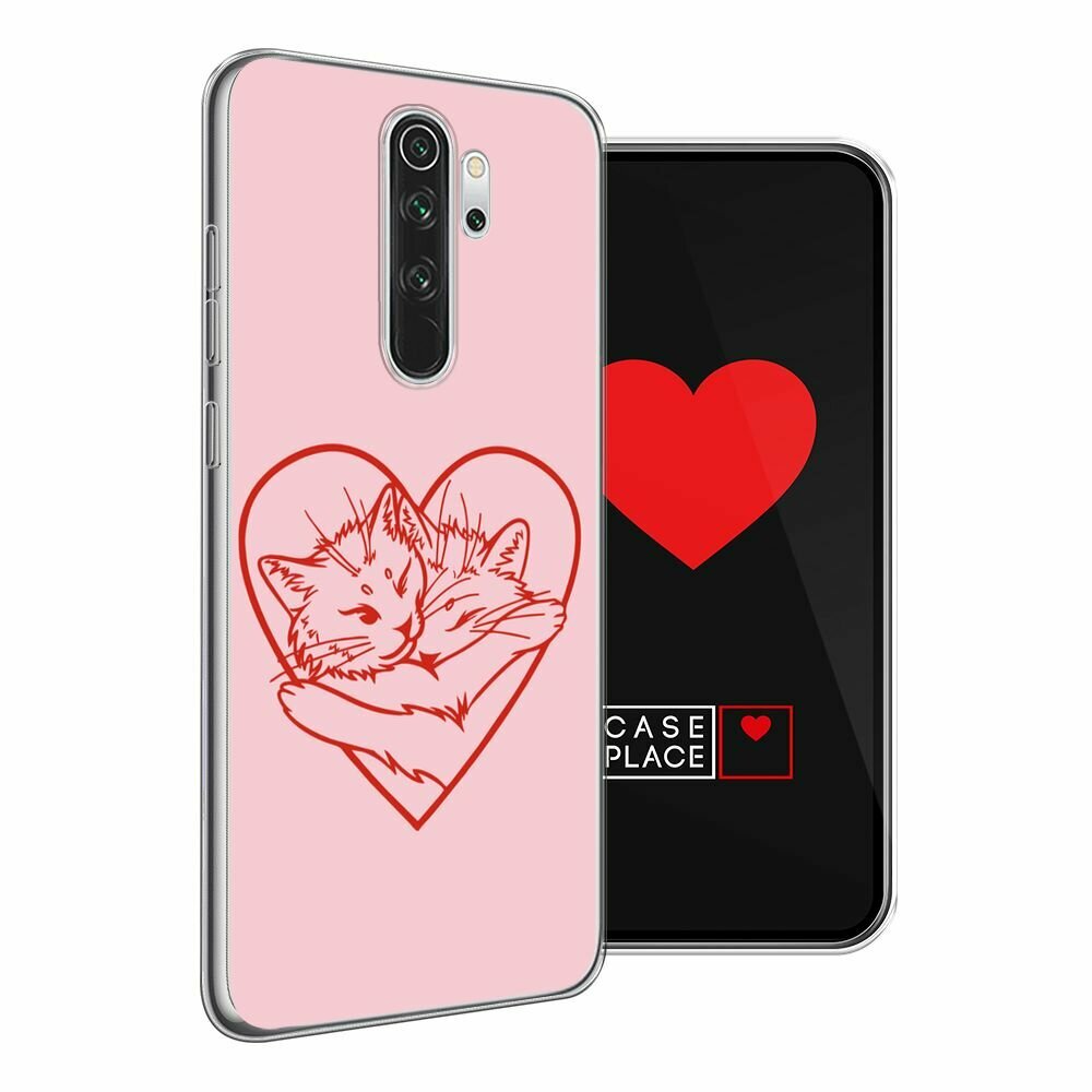 Чехол на Xiaomi Redmi Note 8 Pro / Сяоми Редми Нот 8 Про с принтом "Влюблённые котики рисунок 1 - 14 февраля" — фото 1