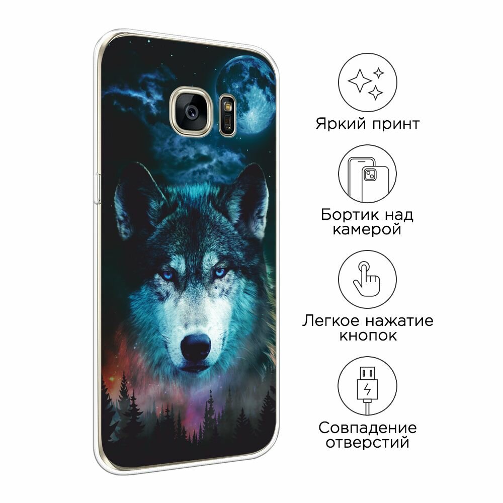 Чехол на Samsung Galaxy S7 / Самсунг Галакси С 7 с принтом "Лунный волк" — фото 1