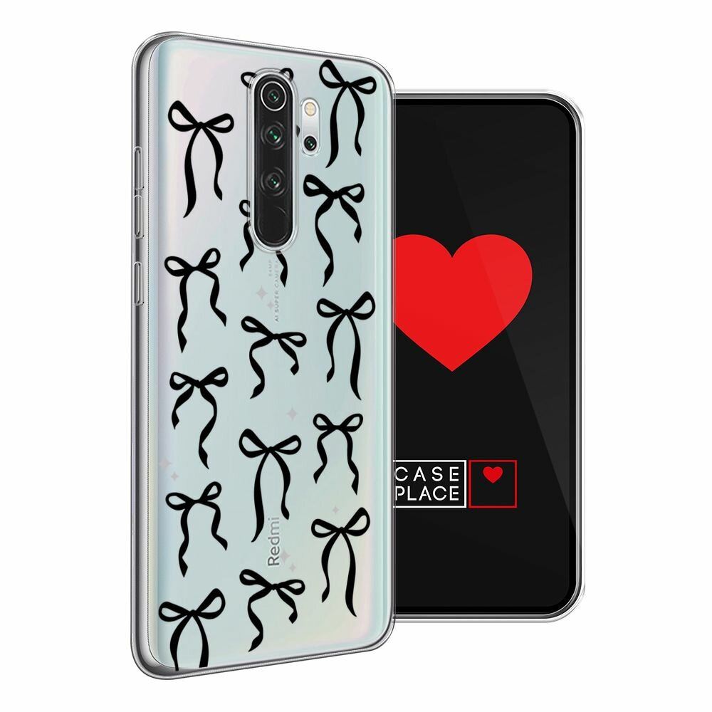 Чехол на Xiaomi Redmi Note 8 Pro / Сяоми Редми Нот 8 Про с принтом "Black bows", прозрачный — фото 1